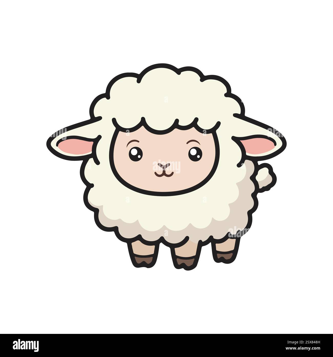 Adorable Kawaii Sheep | Cute Fluffy Lamb Cartoon Clipart Stock Vector ...