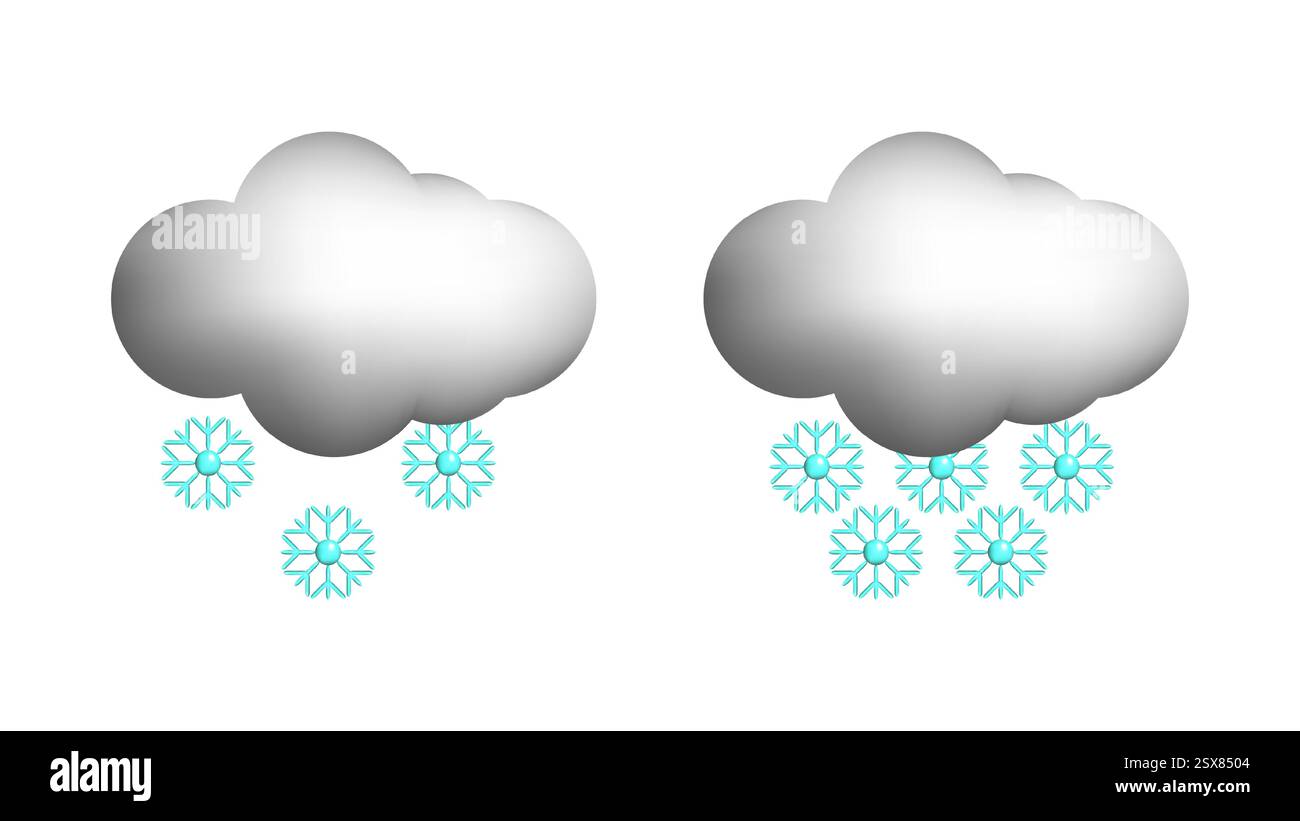 Weather 3d icons realistic isolated vector set. Heavy snowfall. Design ...