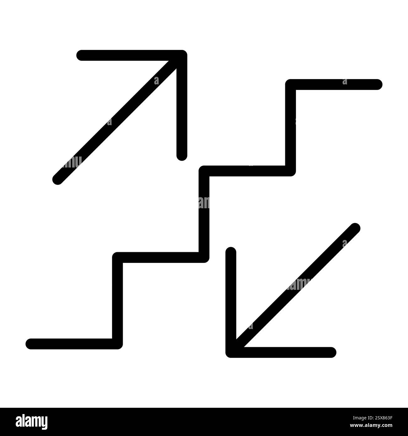 Stairs up and down arrow graph sign icon. Flat web walk step design ...