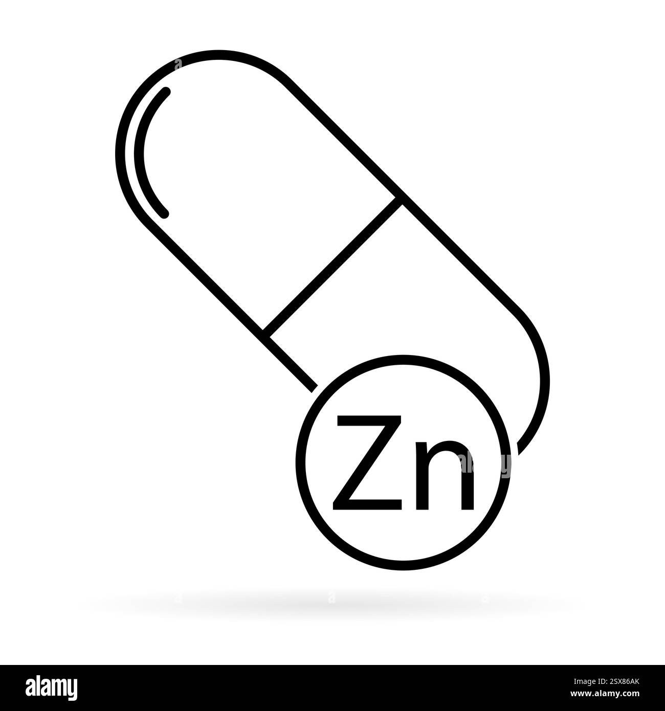 Mineral Zn icon shadow, healthy medicine pill supplement symbol ...