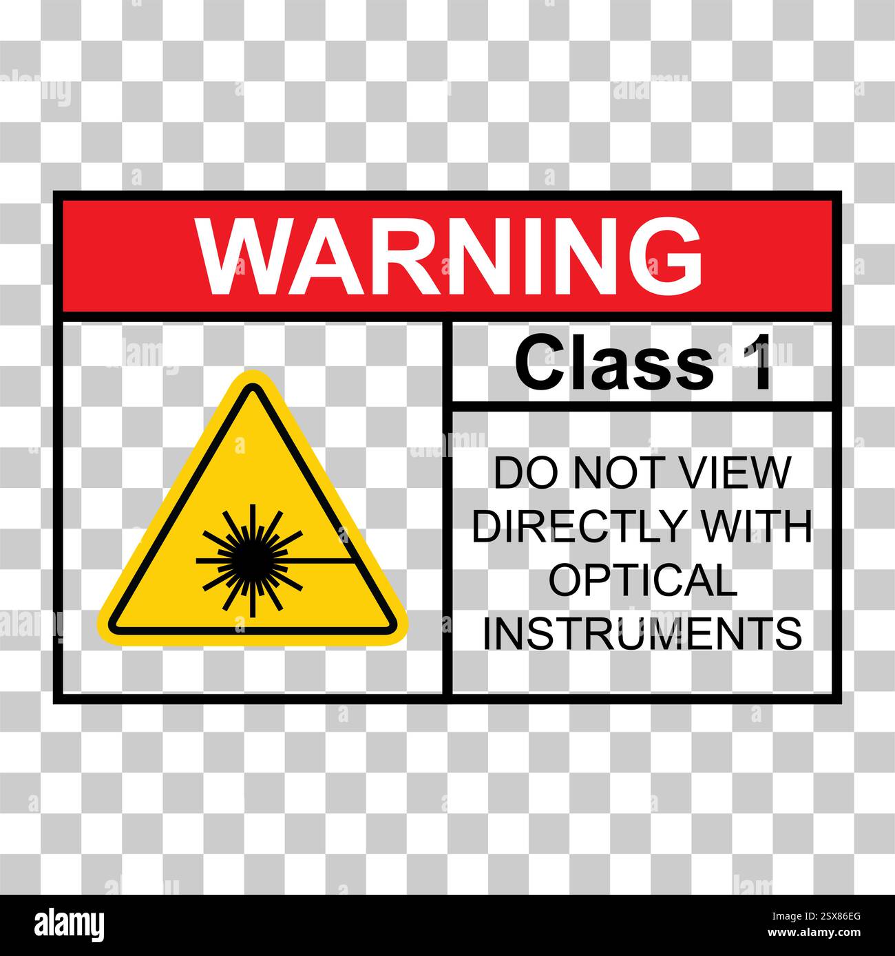 Laser radiation danger class 1 label icon, safety information symbol ...