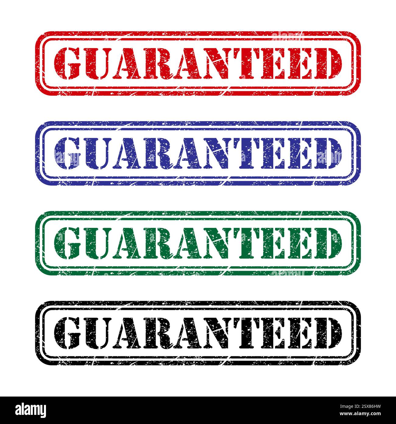 Set of Guaranteed stamp symbol, label sticker sign button, text banner ...