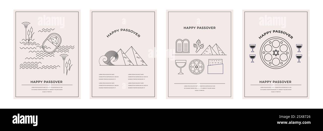 Happy Passover background set, Vertical banners, cards and posters ...
