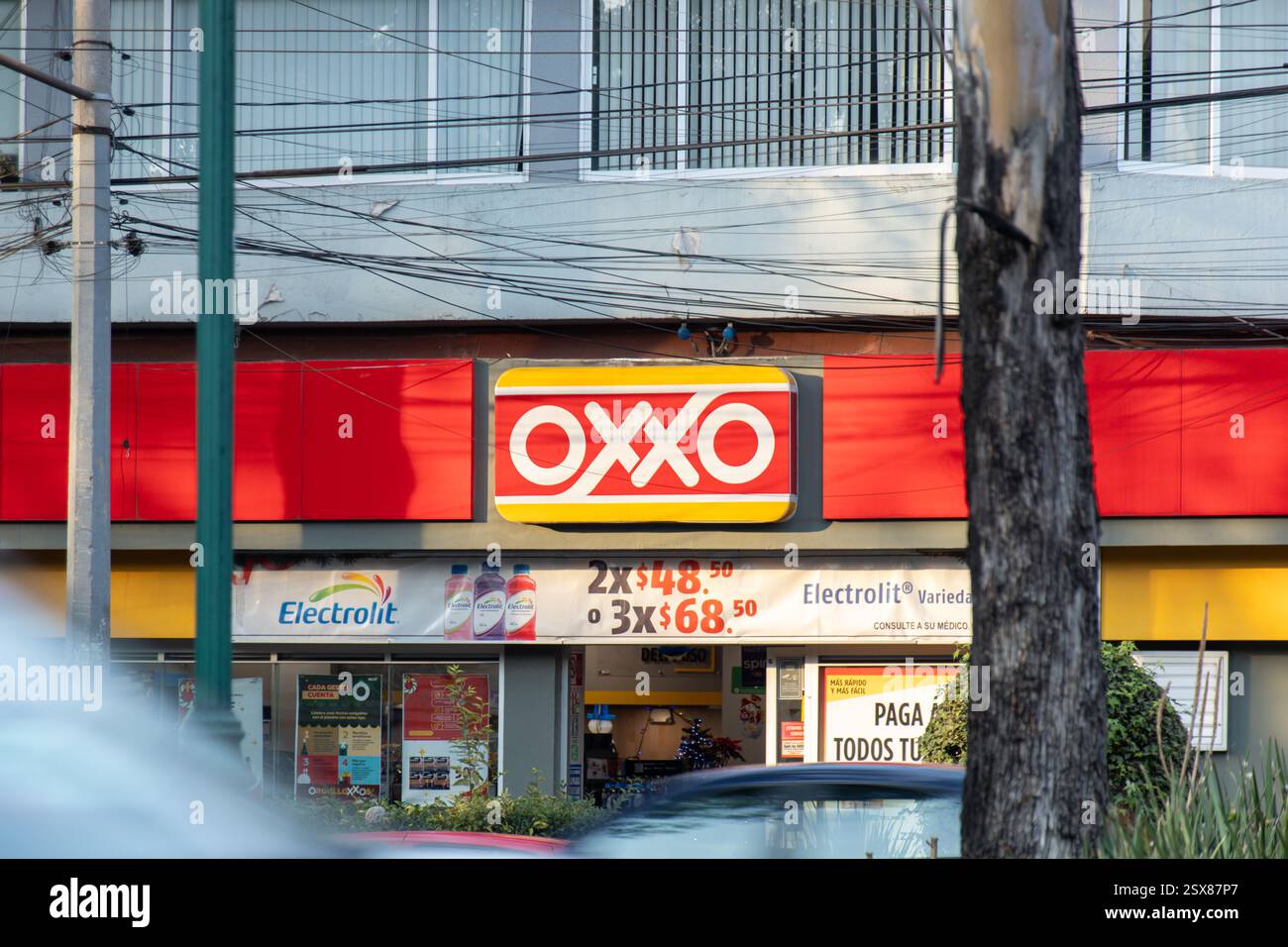 Mexico City, MEXICO - Dec 21 2024 : Front view of an OXXO convenience ...