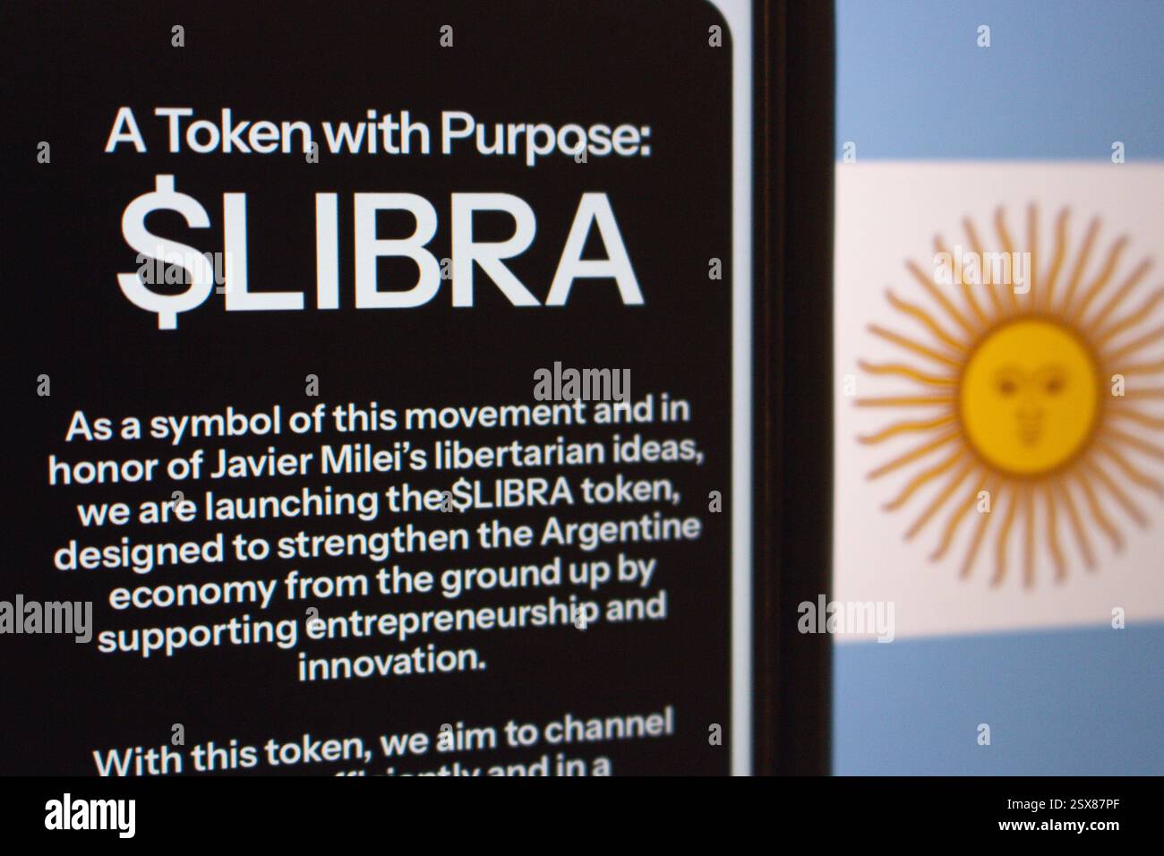 Smartphone displaying information about the $LIBRA token, linked to ...