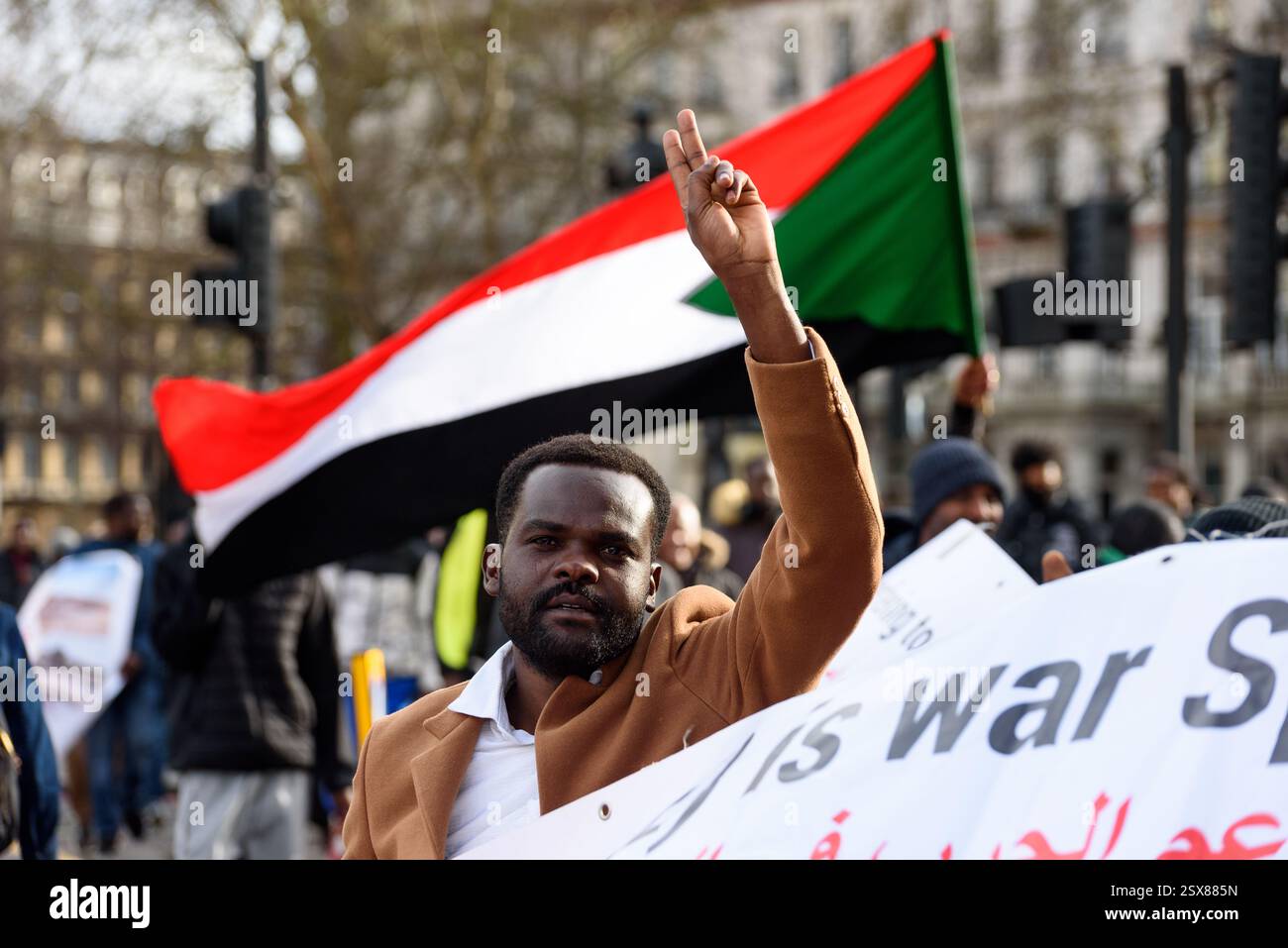 London, UK. 22 February 2025. Darfur Union in the UK demonstrate in ...