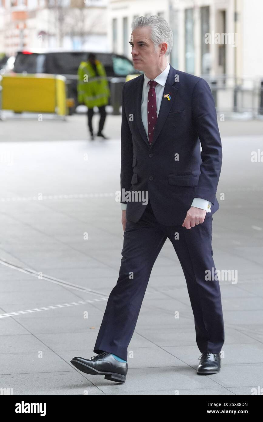 Shadow defence secretary James Cartlidge arrives at BBC Broadcasting ...