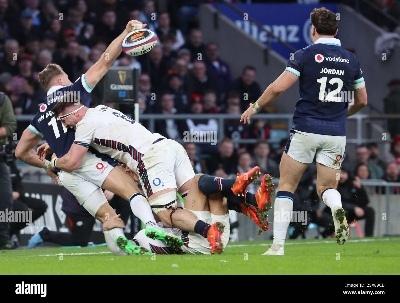 London, UK. 22nd Feb, 2025. England's Tom Curry(Sale Sharks) tackles ...