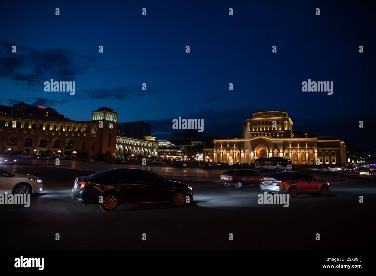 Armenia Yerevan April Republic Square with Evening Lights Stock Photo ...