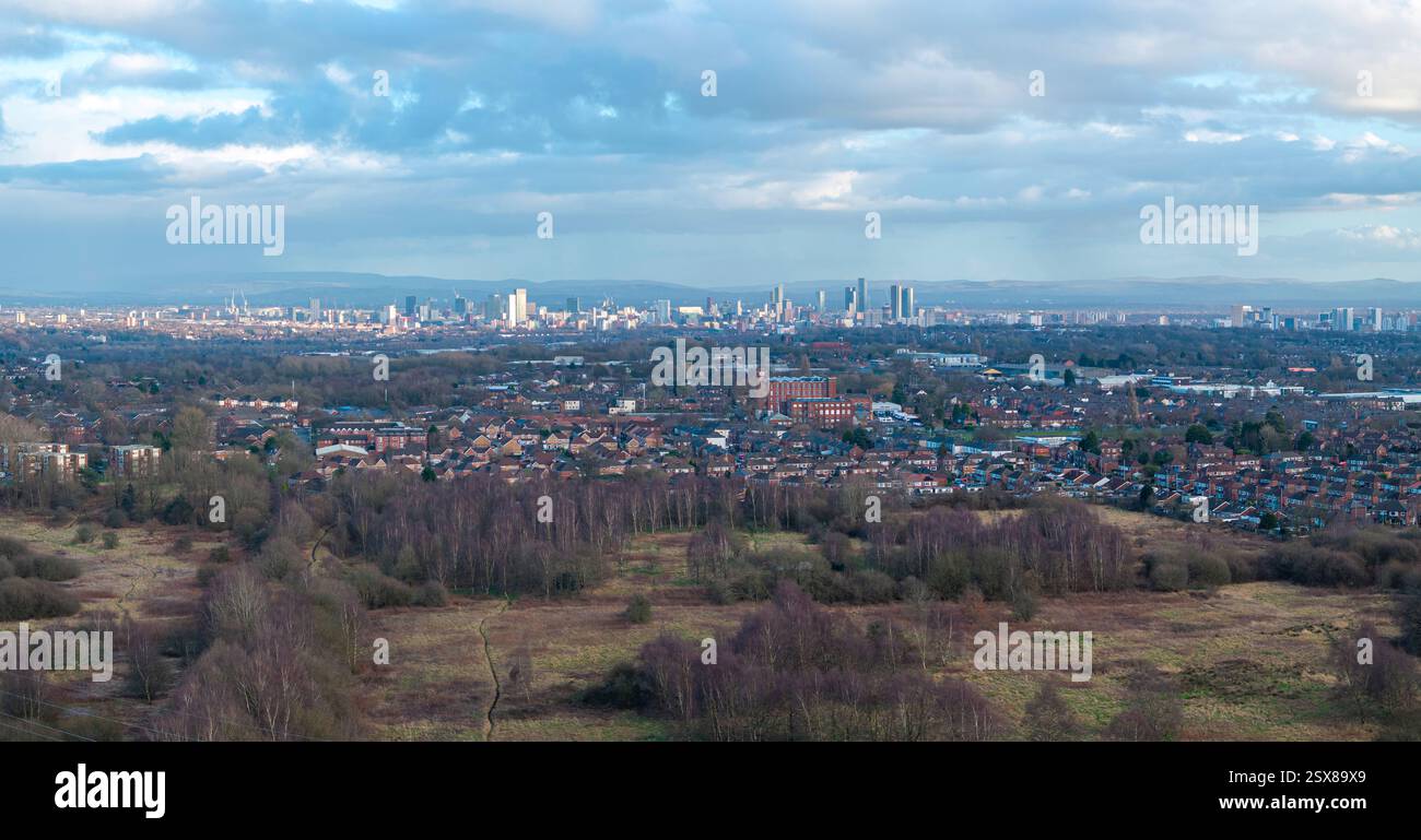 Aerial image of Manchester M60 outer ring road motorway with Manchester ...