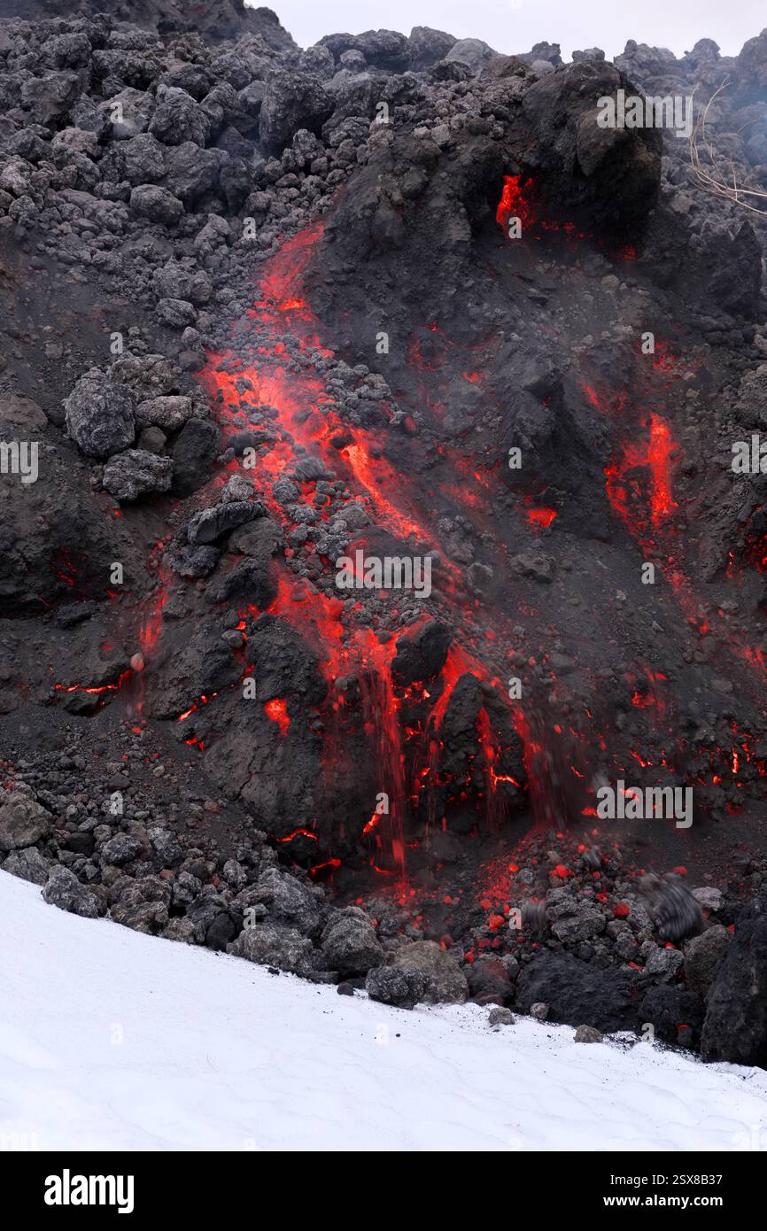 Etna eruption, February 20, 2025: cooling and solidification of lava ...