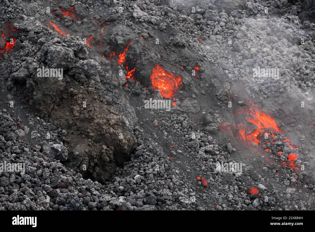 Etna eruption, February 20, 2025: cooling and solidification of lava ...