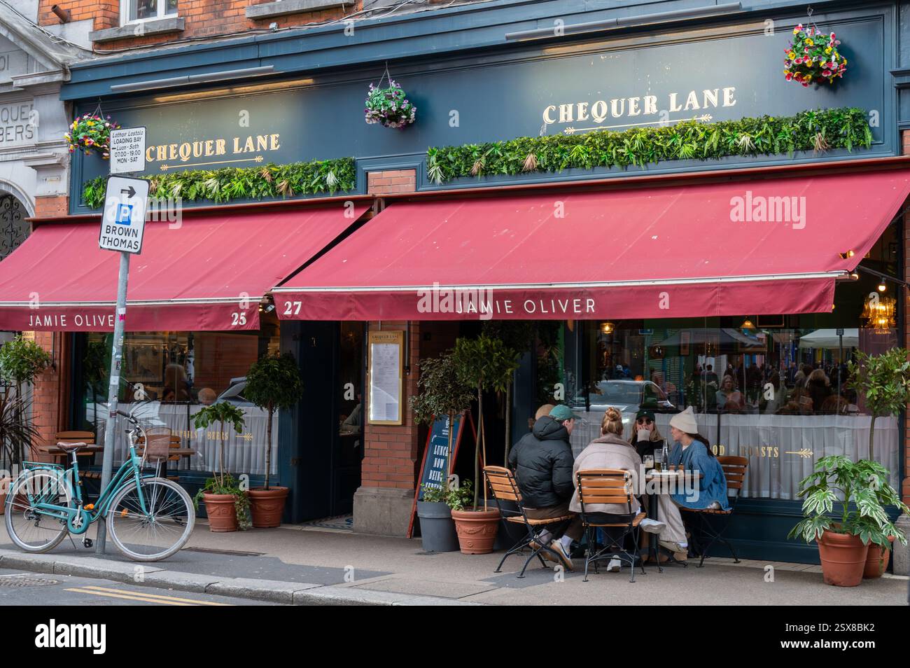 Dublin, Ireland- Feb 3, 2025: The front of Jamie Oliver Chequer Lane ...