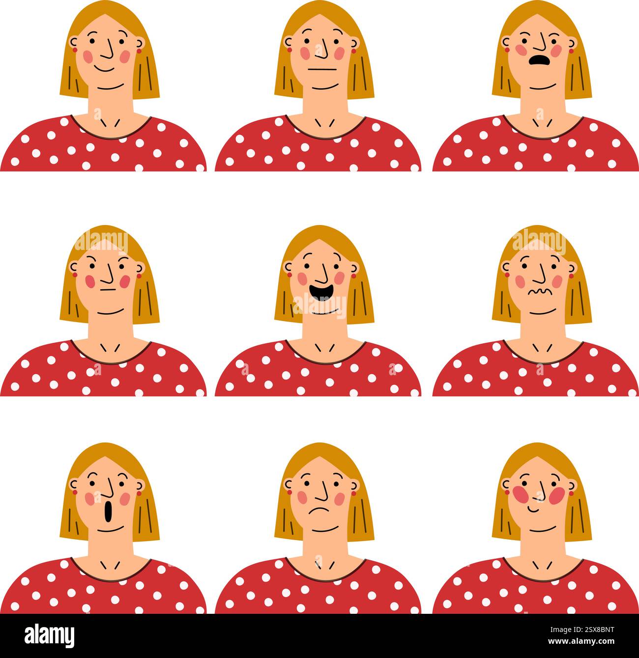 Woman Facial Expressions Vector Set Stock Vector Image & Art - Alamy