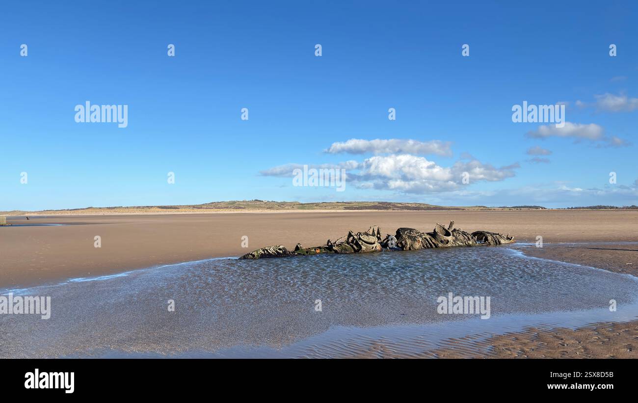 XT-class craft midget submarine ship wreck on Aberlady Beach. World War ...