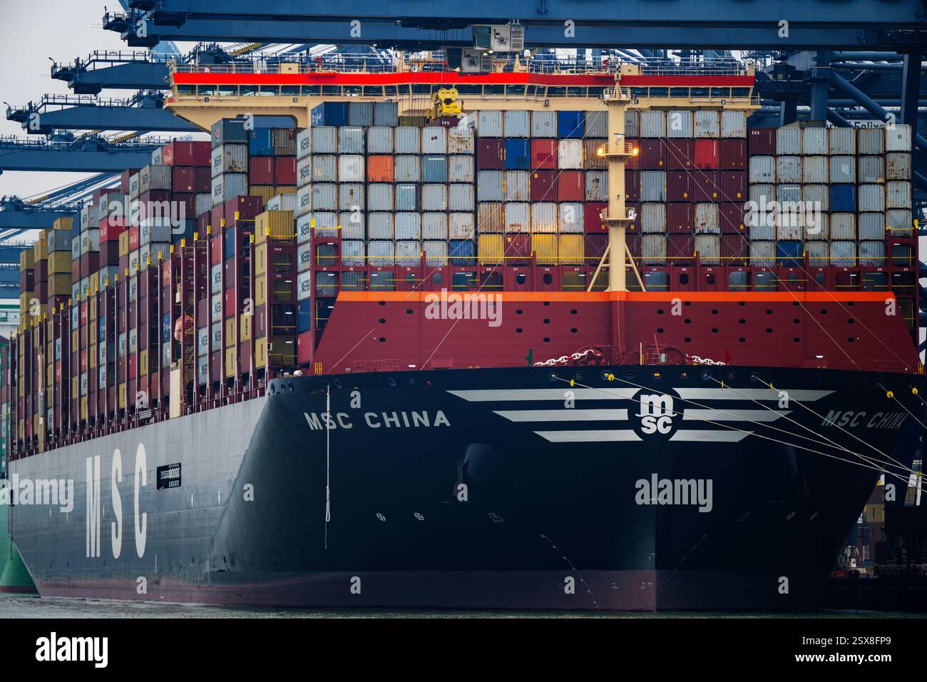 MSC China container ship port of Felixstowe Suffolk UK Stock Photo - Alamy