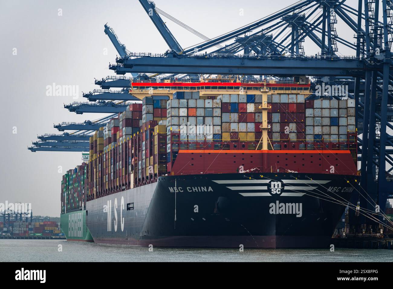 MSC China container ship port of Felixstowe Suffolk UK Stock Photo - Alamy