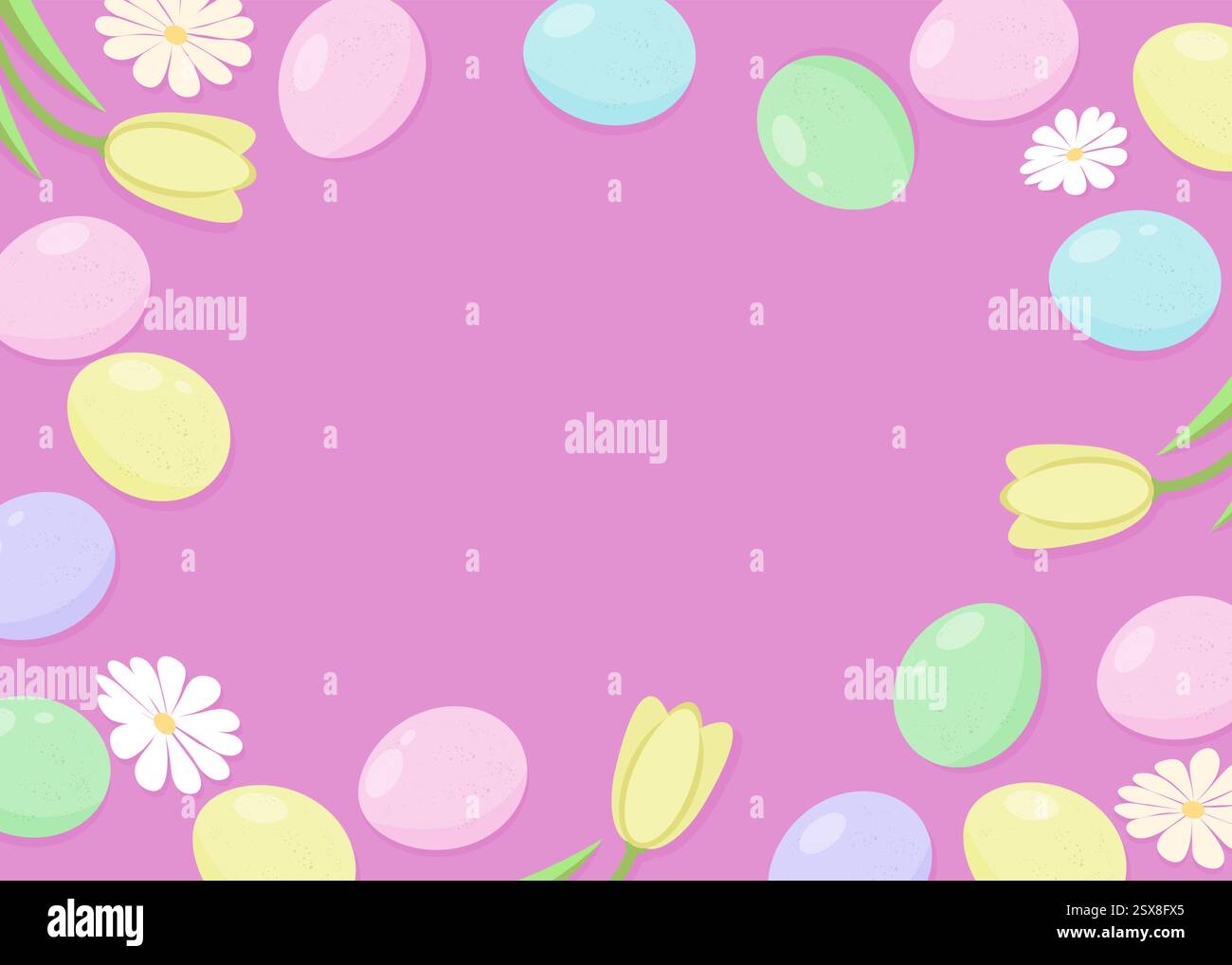 Spring Holiday Easter Eggs Flowers Frame, Border Stock Vector Image ...
