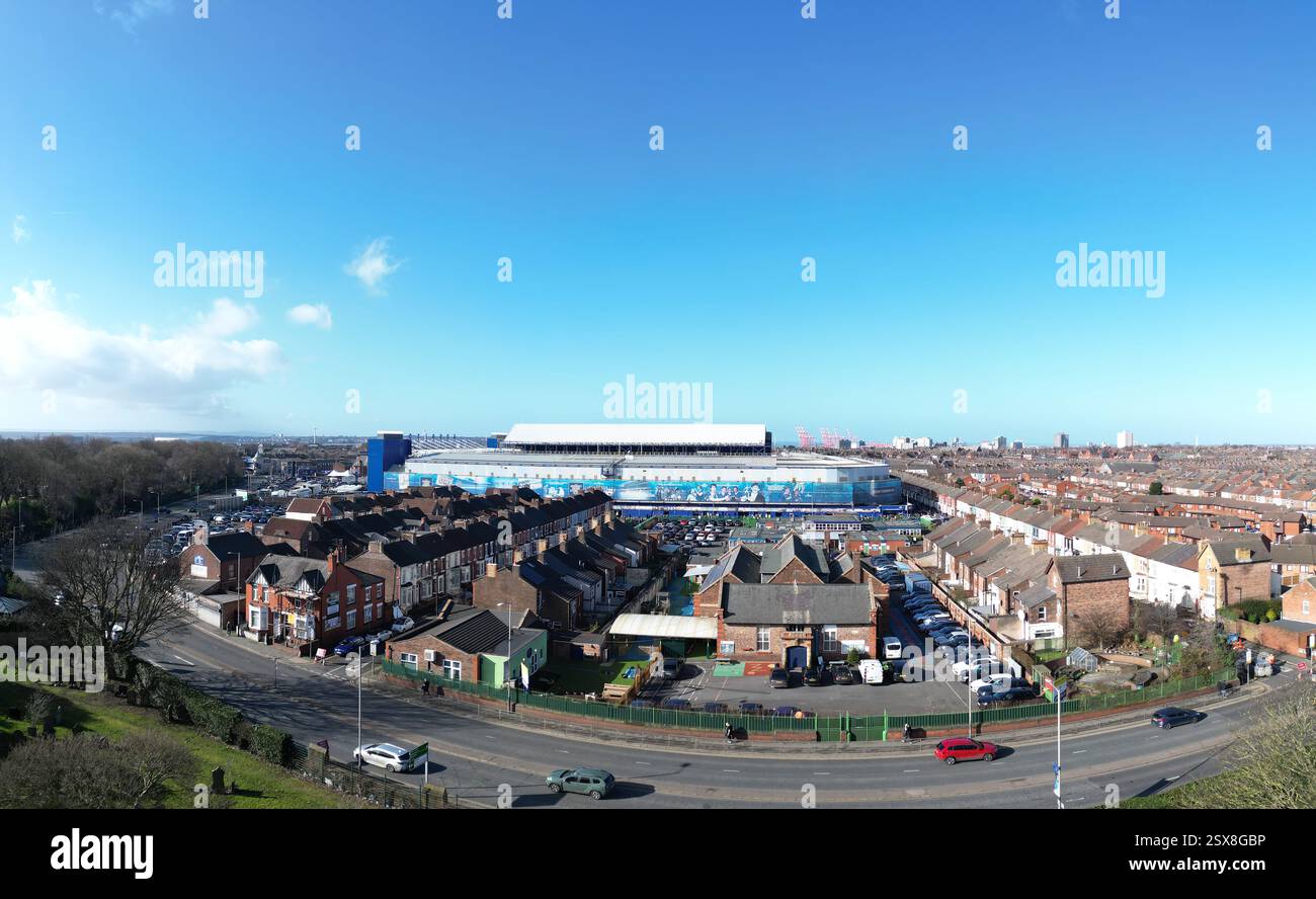 A stunning aerial drone view of Goodison Park, Everton FC’s historic ...