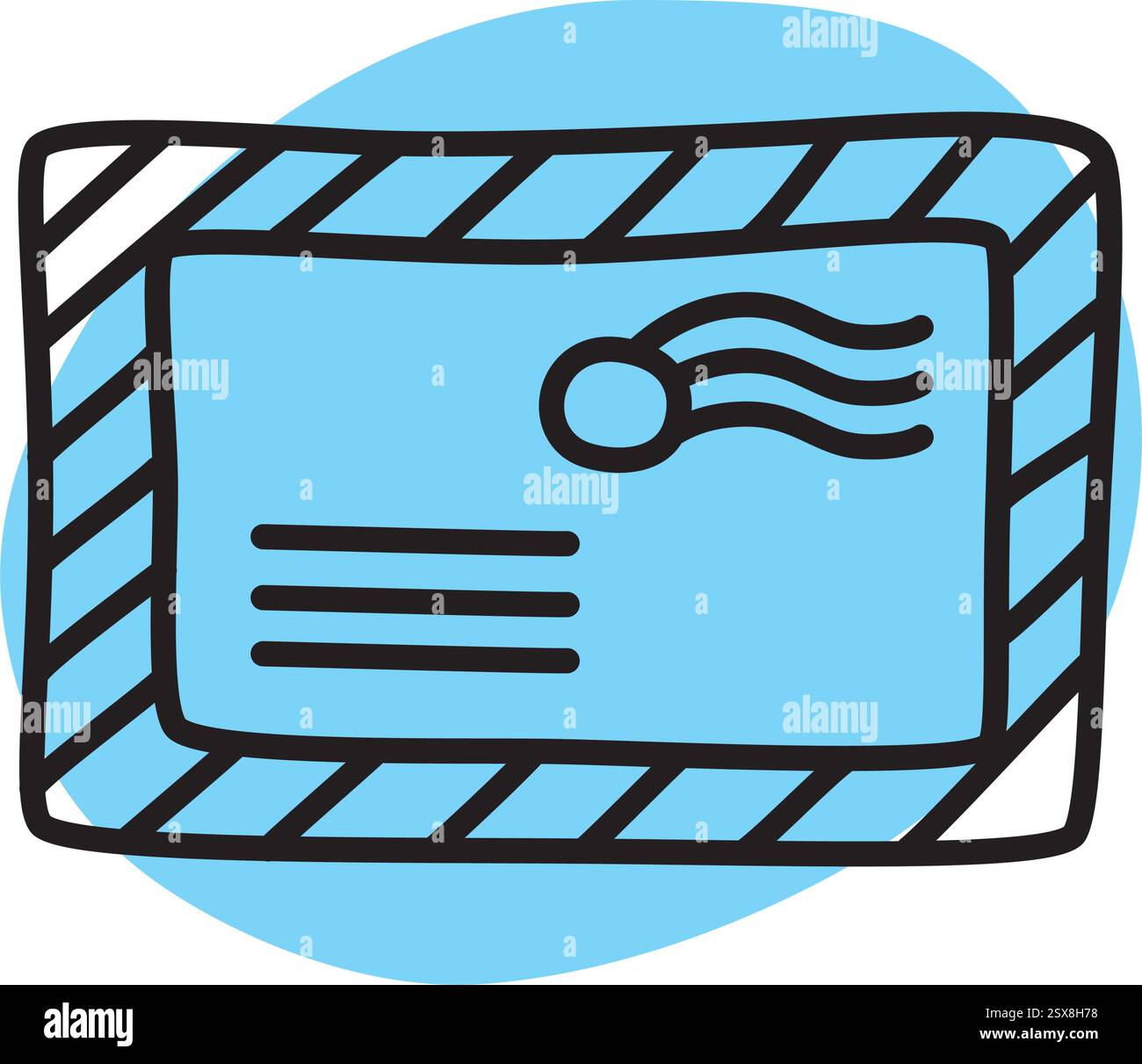 Doodle letter envelope icon or logo, hand drawn with thin black line ...