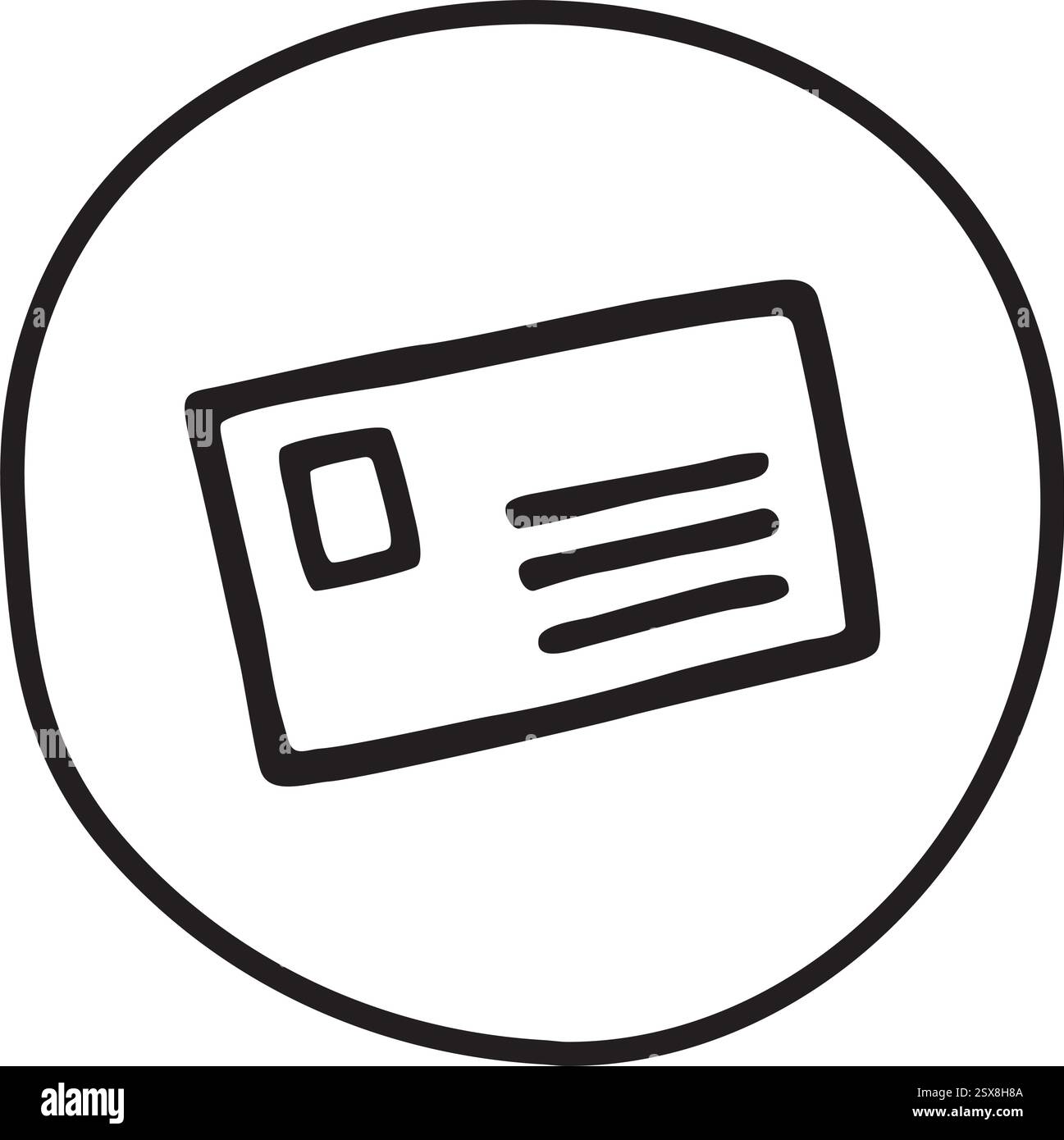 Doodle letter envelope icon or logo, hand drawn with black line Stock ...