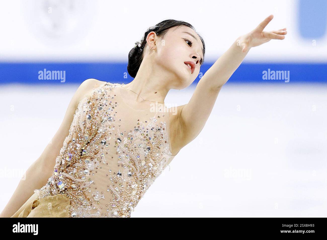 Kim Chae Yeon of South Korea performs in the women's free program at ...