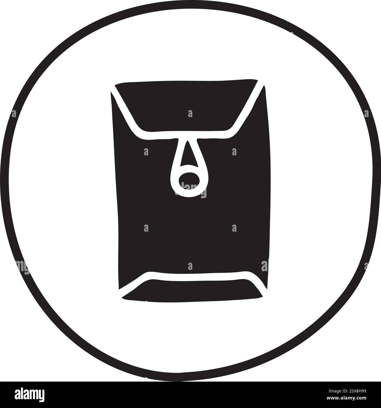 Doodle letter, open end button string envelope hand drawn in flat style ...