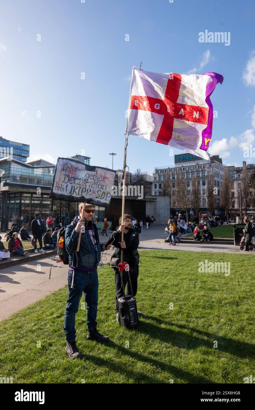 Manchester, UK. 22nd Feb 2025. UKIP demonstration Manchester. The demo ...