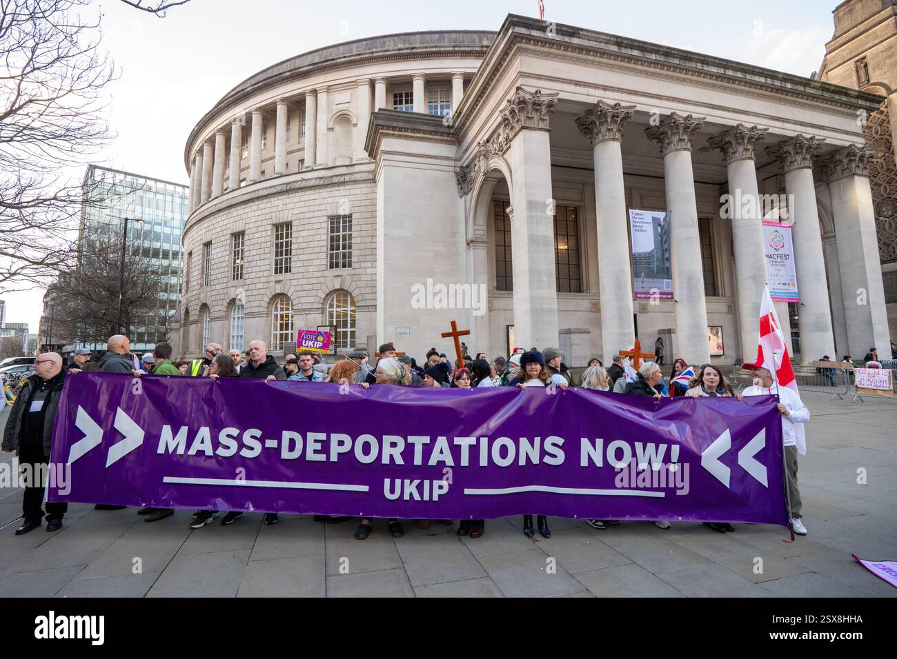 Manchester, UK. 22nd Feb 2025. UKIP demonstration led by UKIP leader ...