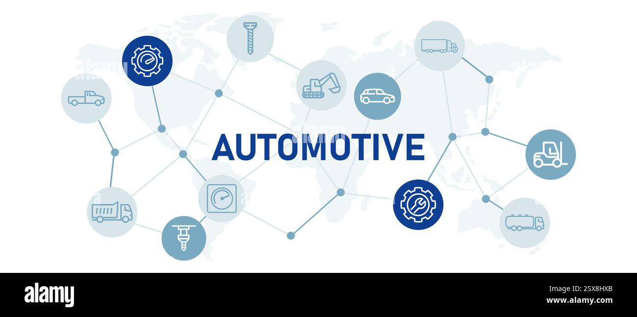 Automotive industry icon set with illustration transportation ...