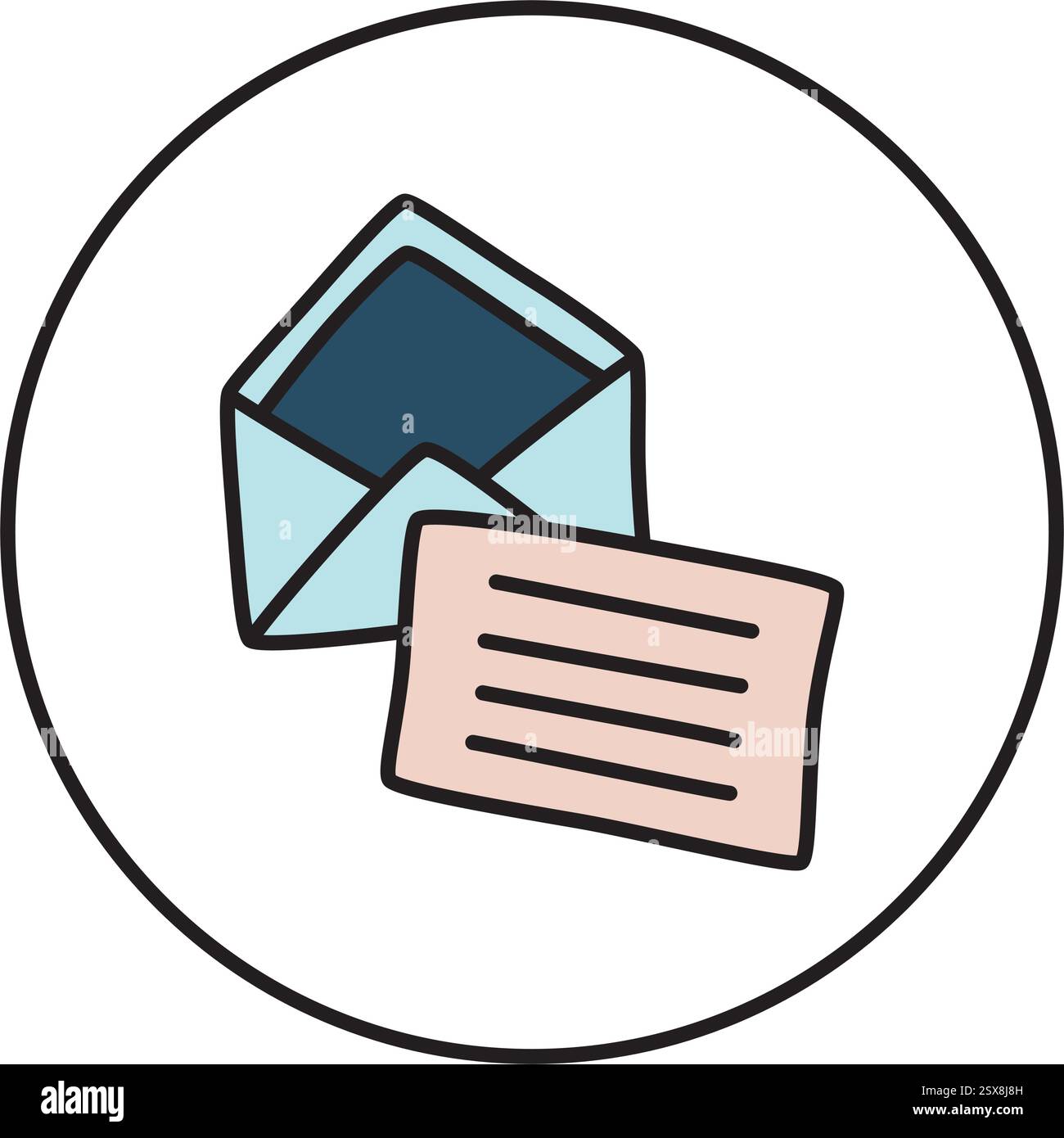 Doodle Open envelope with letter icon hand drawn with thin line Stock ...