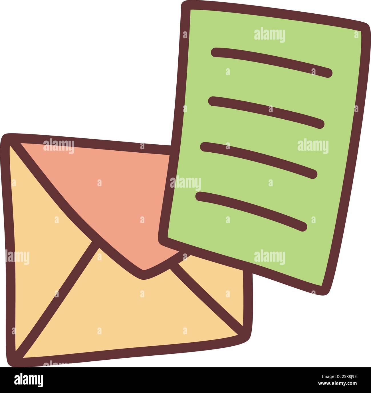 Doodle Open envelope with letter icon hand drawn with thin line Stock ...