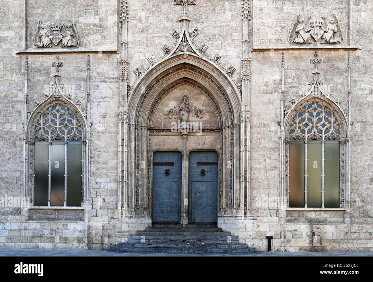 Entrance door of the Silk Exchange building, Lonja de la Seda,Valencia ...
