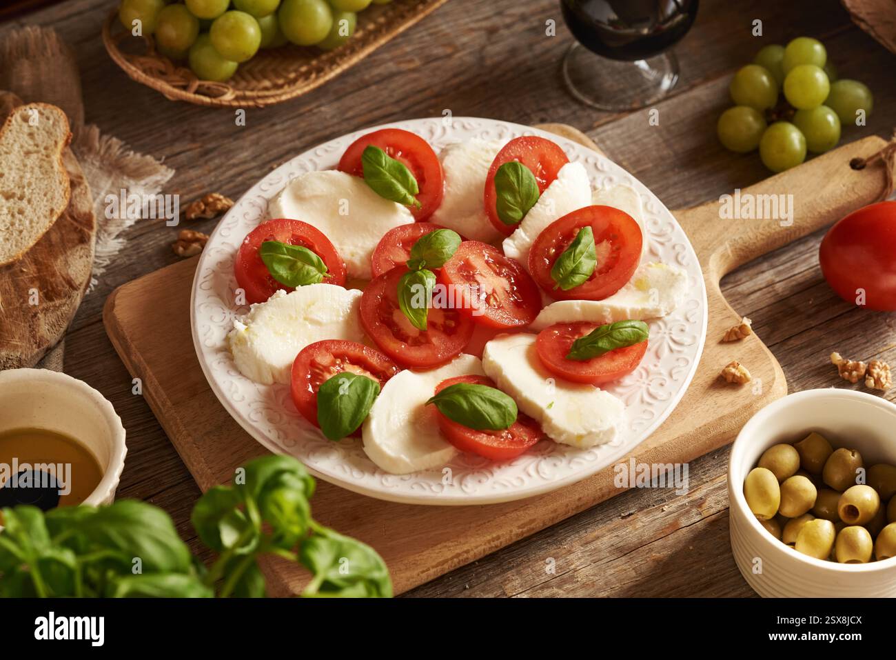 Italian Caprese salad - tomatoes, mozzarella cheese and fresh basil ...