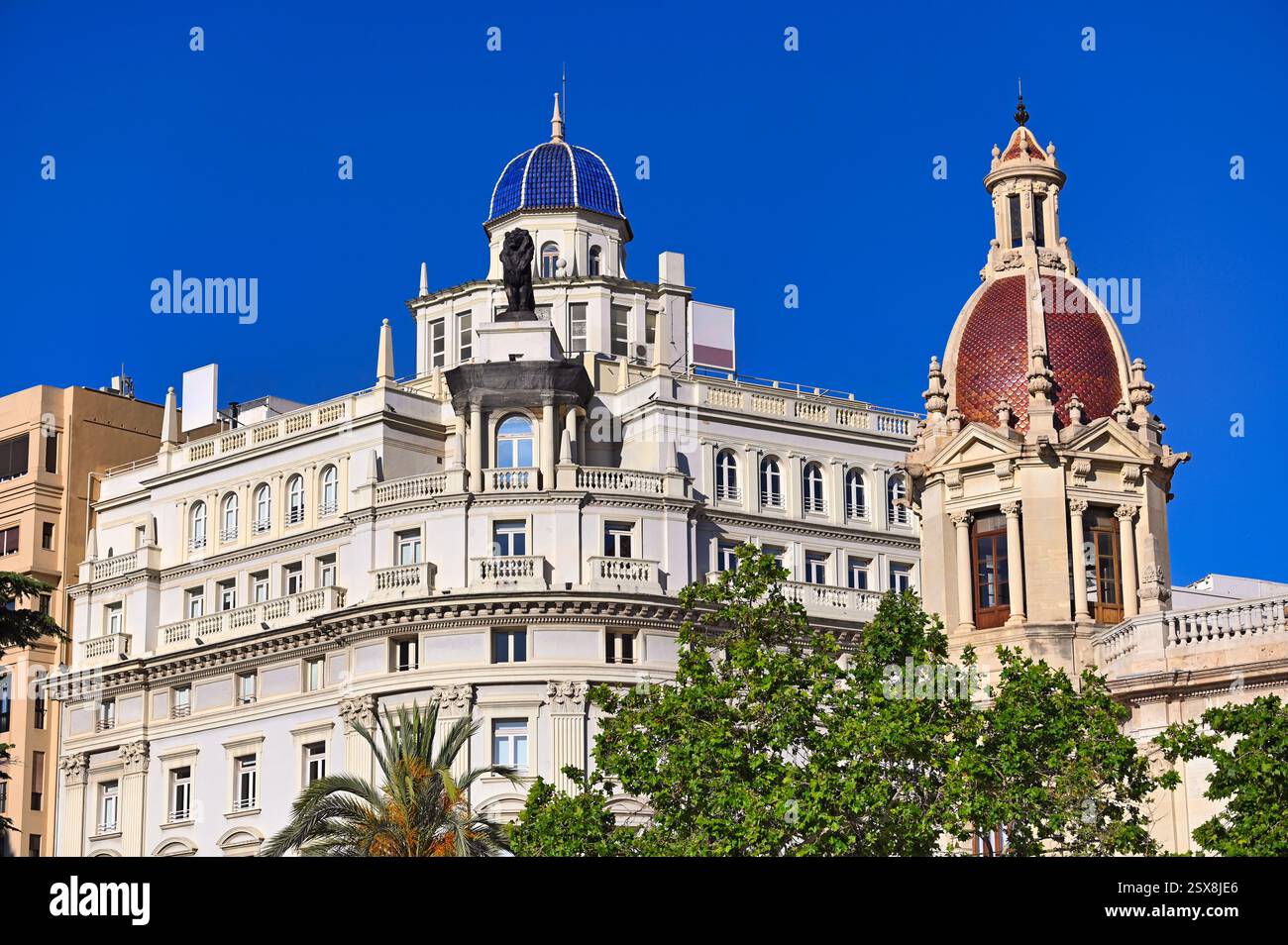 Old buildings exterior in Valencia,Spain Stock Photo - Alamy