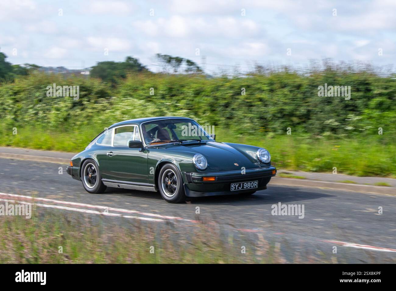 1977 70s seventies Green Porsche 911 coupe, travelling to Hoghton ...