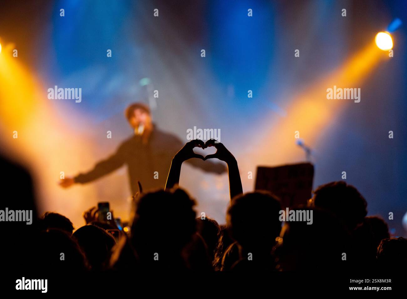 Barcelona, Spain. 9th December, 2024. Fans making the heart symbol with ...