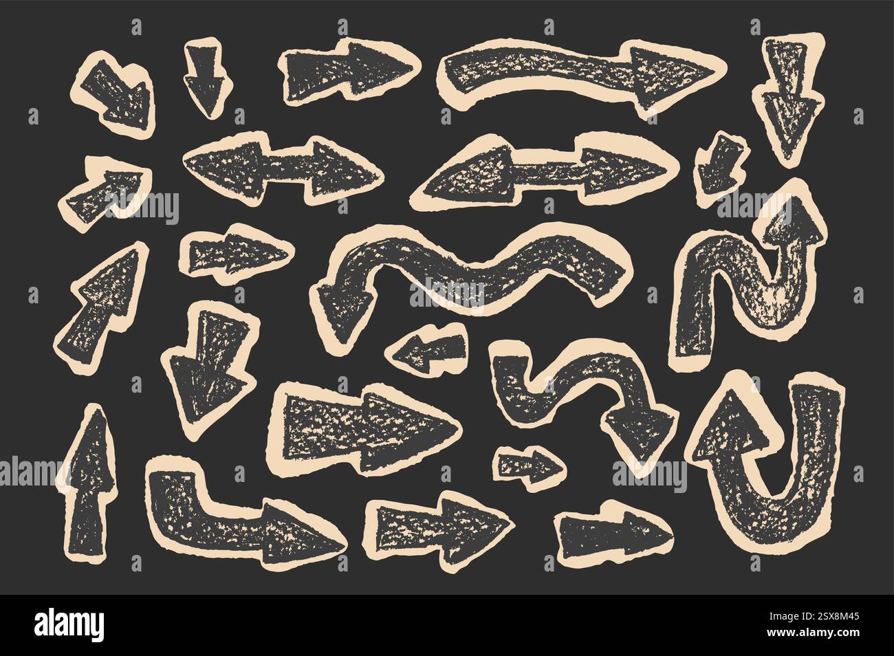 Arrow collage set crayon drawing Pointers craft paper isolated ...