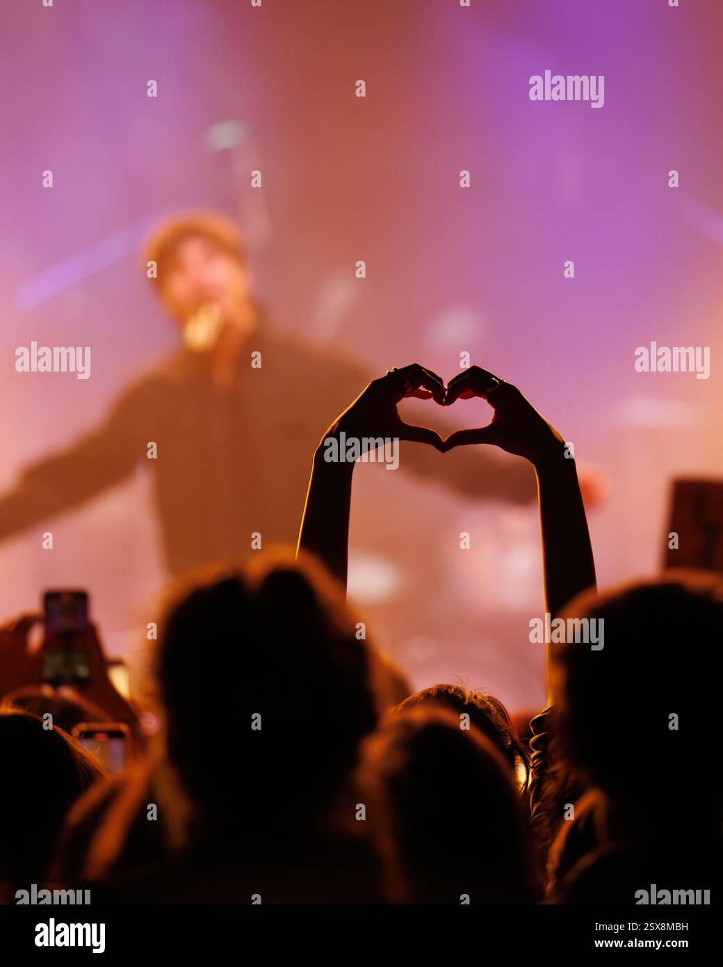 Barcelona, Spain. 9th December, 2024. Fans making the heart symbol with ...