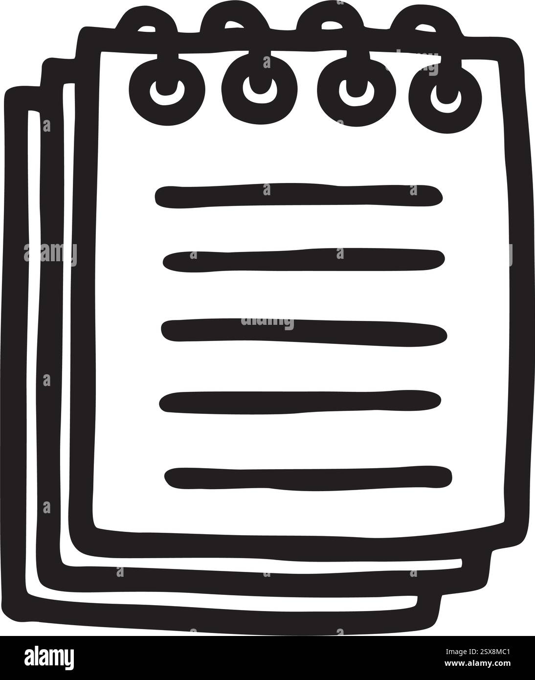 Doodle Notepad icon hand drawn with black line in freehand style Stock ...