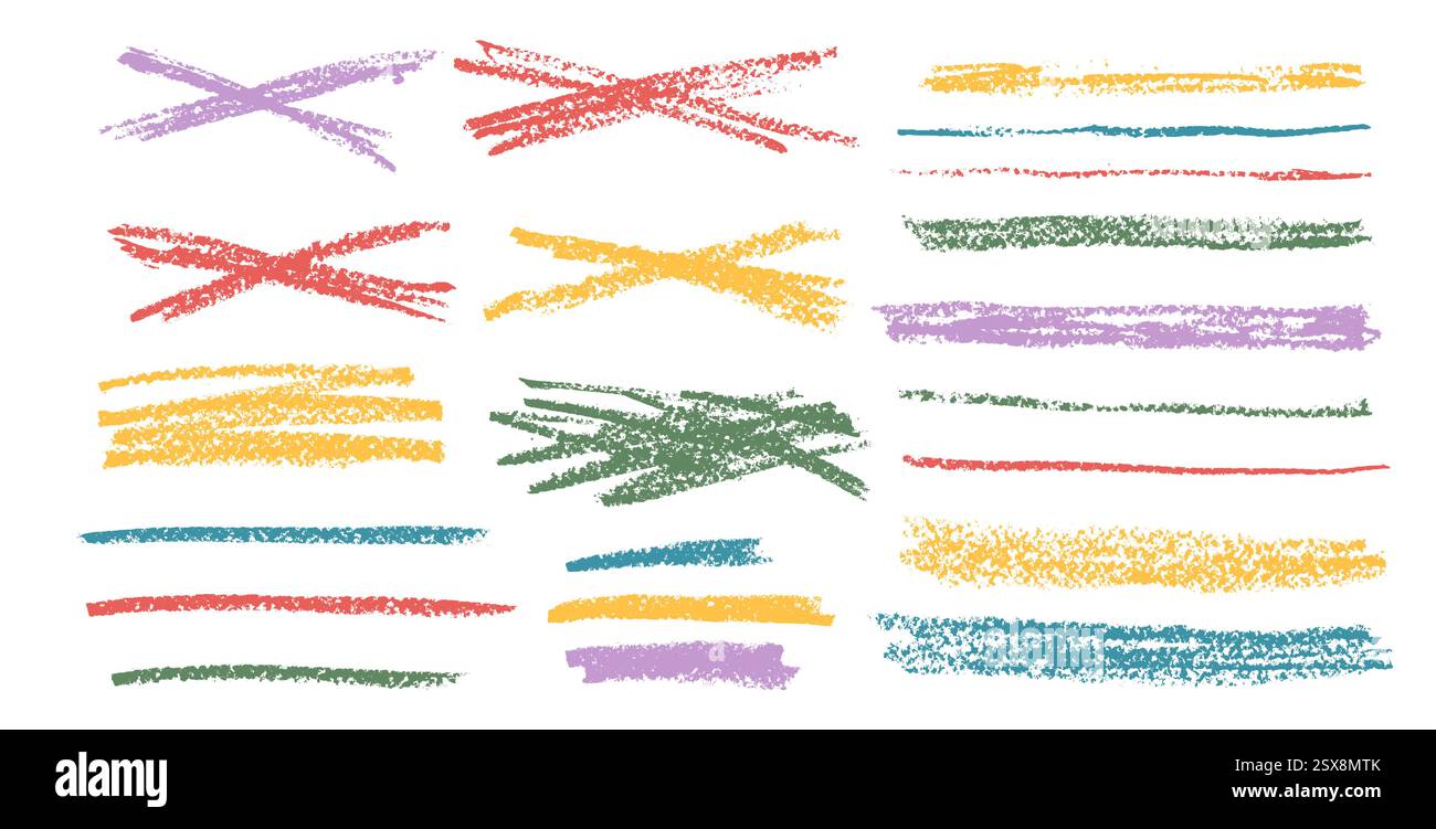 Crayon underline set. Pencil scribble lines pack. Vector hand drawn ...