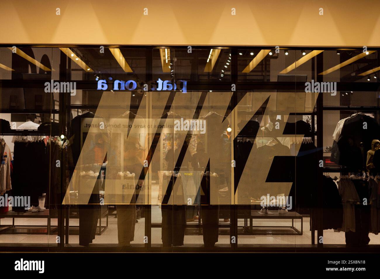 Logo of Nike sport clothing company on top of a store.Sport clothes ...