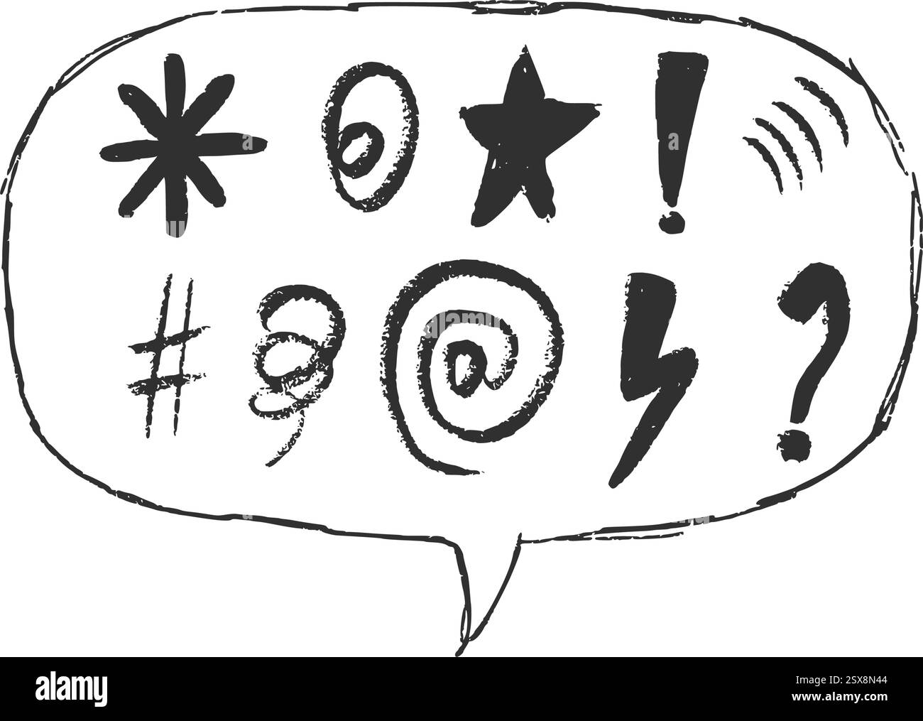 Speech bubble with swear words. Curse crayon doodle text. Bad bulling ...