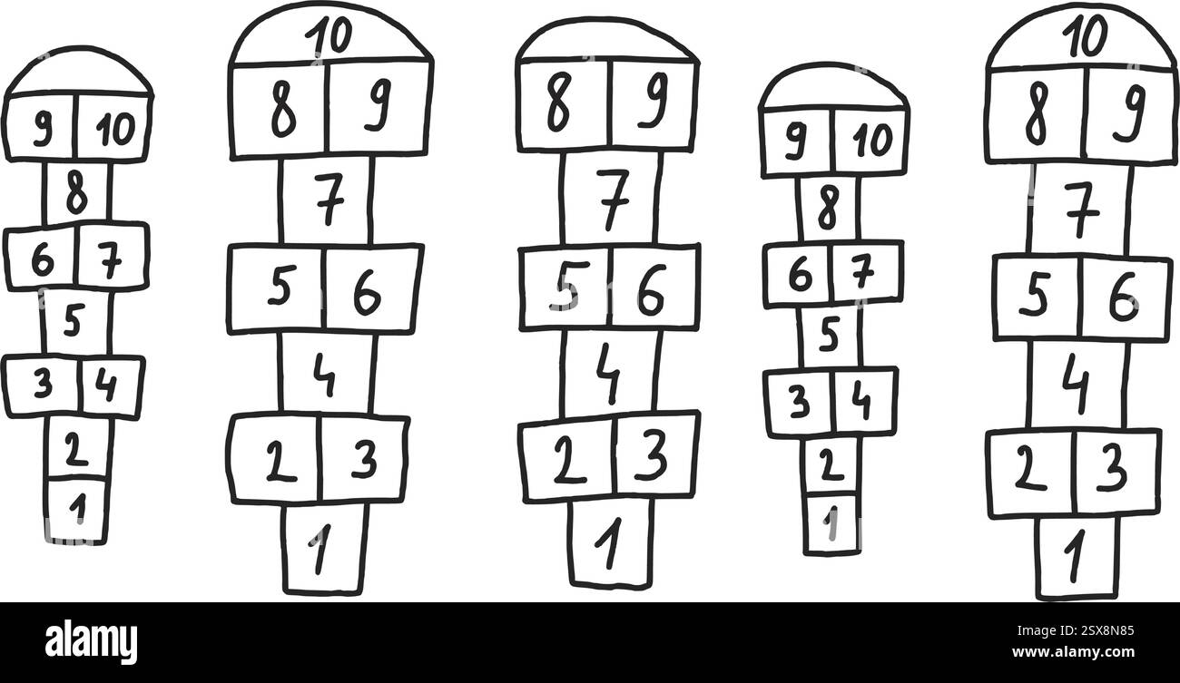 Hopscotch games set isolated on white background. Children playground ...