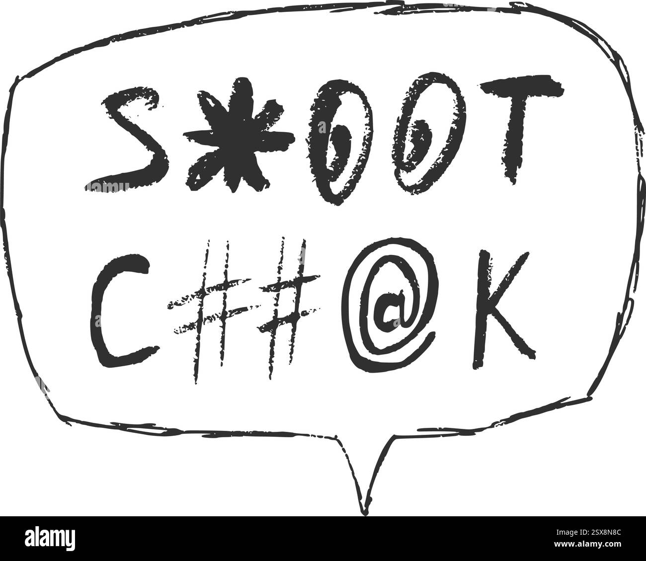 Speech bubble with swear words. Curse crayon doodle text. Bad bulling ...