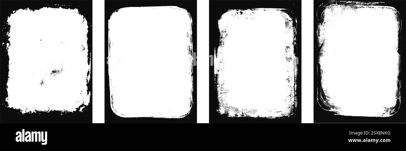 Grunge frames set templates. Ink paint border with rough edges for ...