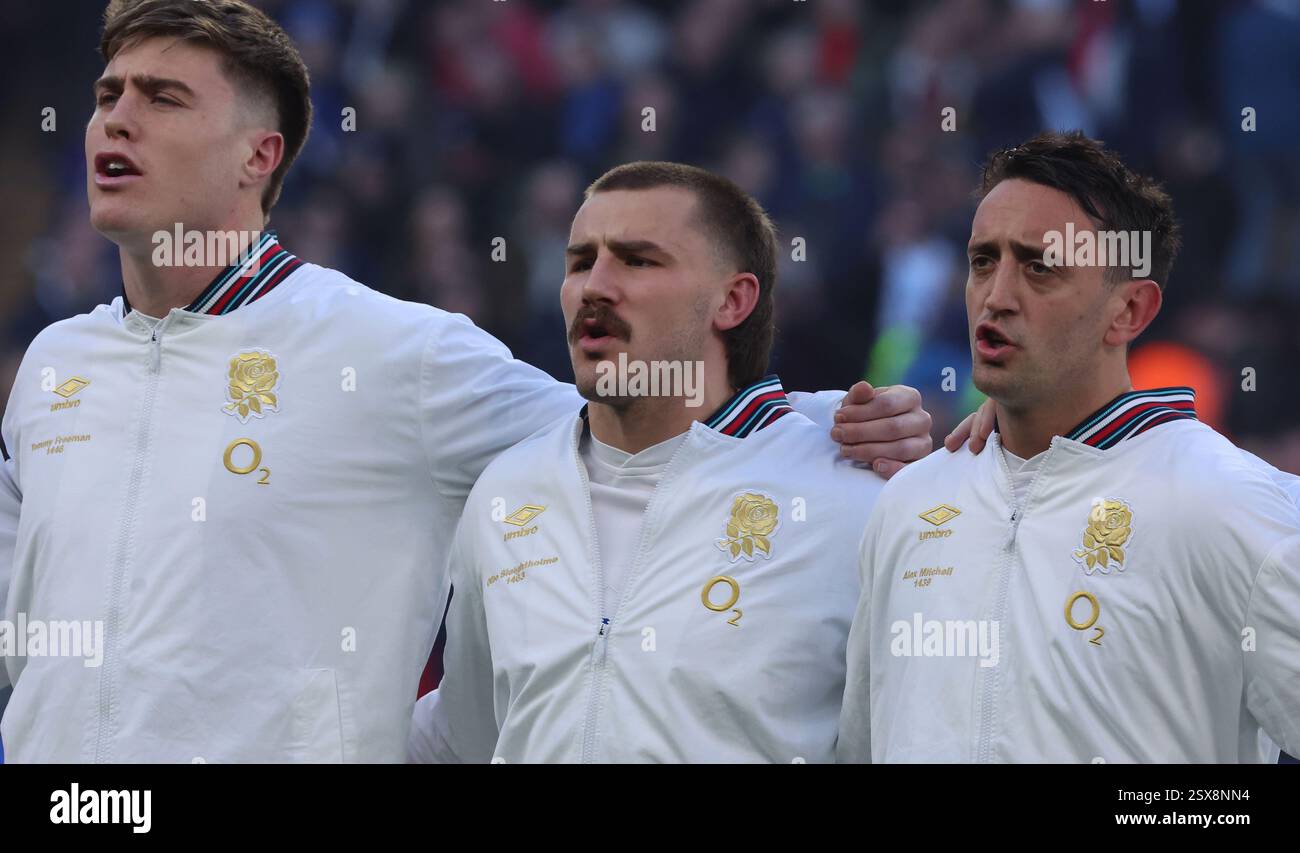 L-R England's Ollie Lawrence(Bath Rugby) England's Ollie Sleightholme ...