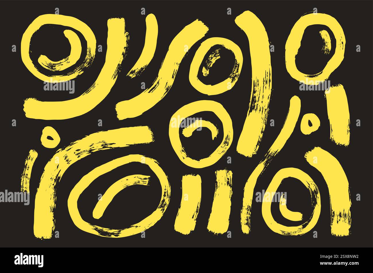 Brush stroke squiggle and circles chalk lines. Vector hand drawn wave ...