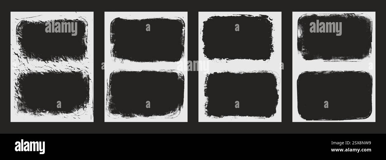 Photo grunge white frames set template. Ink paint edges punk border for ...