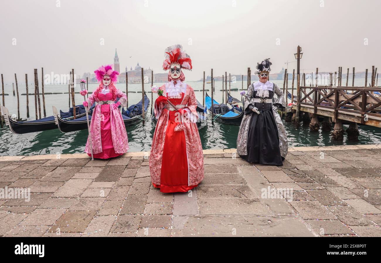 Venice, Italy. 23rd Feb, 2025. Carnival goers dressed in splendid ...